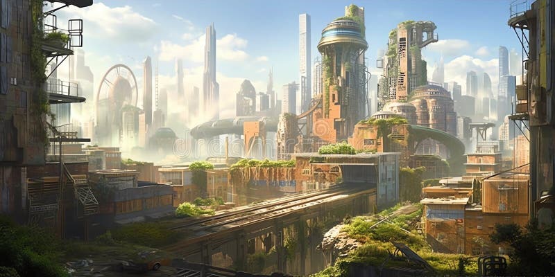 Futuristic Cityscape, Made with Generative AI Stock Illustration ...