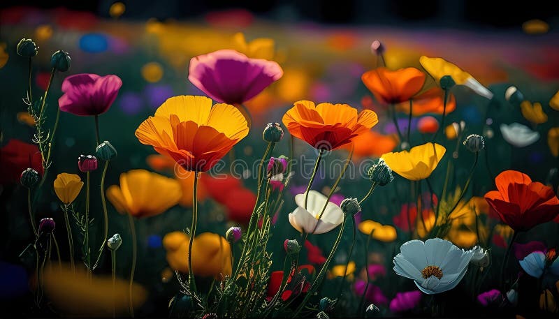 Bloomed Flowers, Made with Generative AI Stock Illustration ...