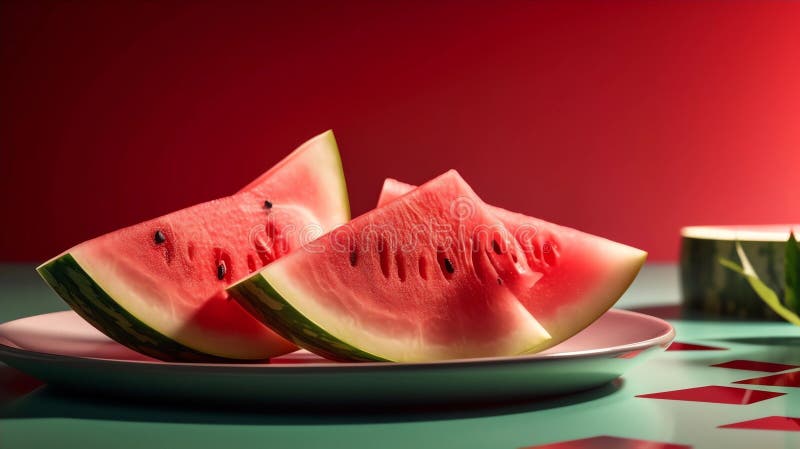 Watermelon Slices on Gradient, Made with Generative AI Stock ...