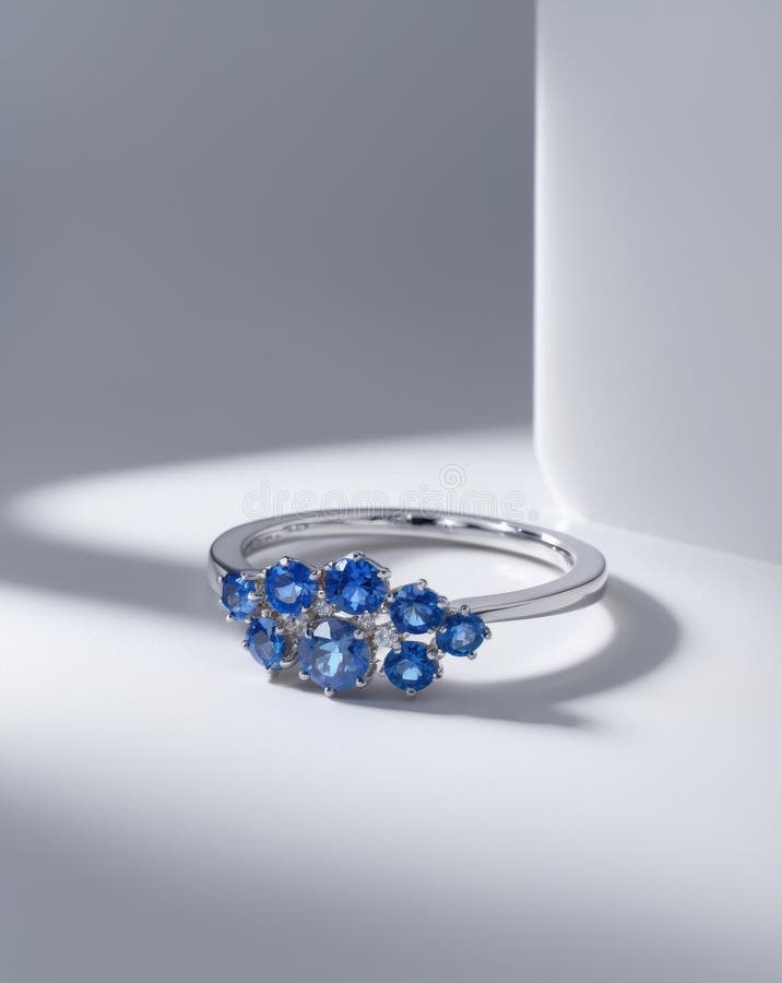 Stunning Sapphire Cluster Ring Featuring Multiple Small Blue Sapphires ...