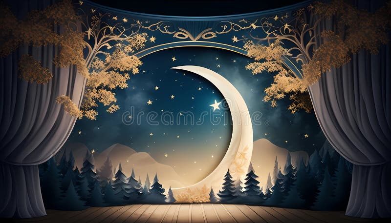 Dreamy Stage Backdrop, Made with Generative AI Stock Illustration ...