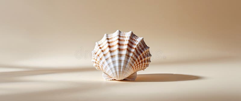 Stylish Sea Shell on a Beige Background with Shadow Overlay for ...