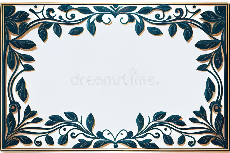 Vintage Blue Art Deco Frame, Made with Generative AI Stock Illustration ...