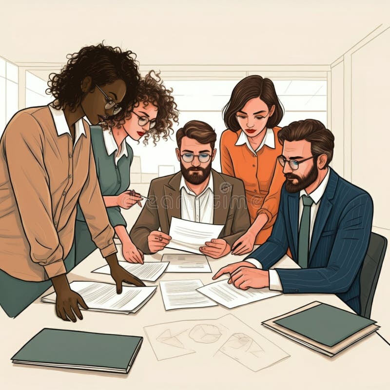 AI Generated Cartoon Image of Diverse Business Team Collaborating ...