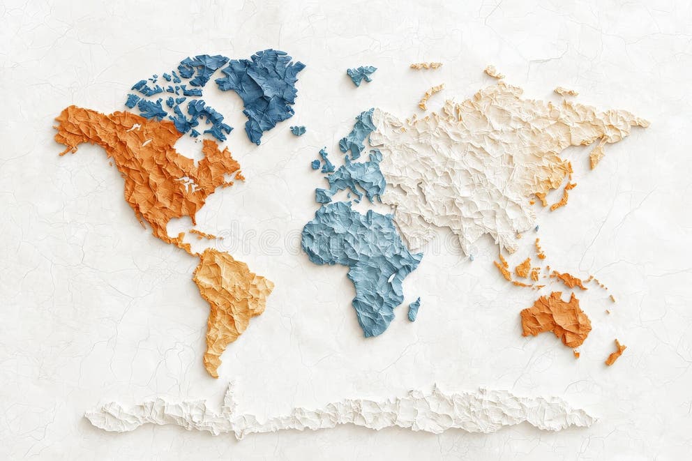 Stylized World Map Formed with Leaf Textures Combining Ecological ...