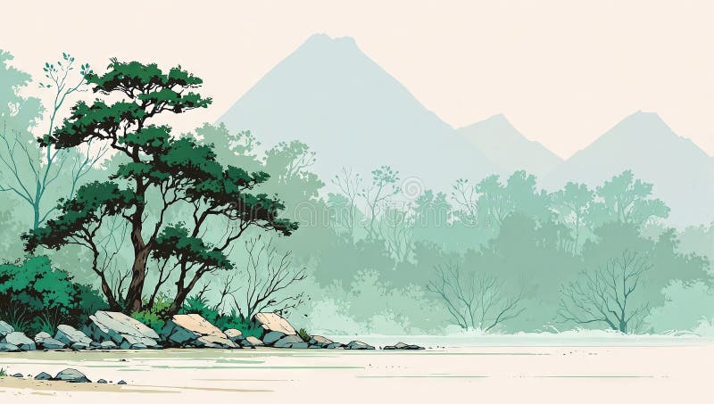 Subtle and Captivating Design Element, Nature Background. Anime Style ...