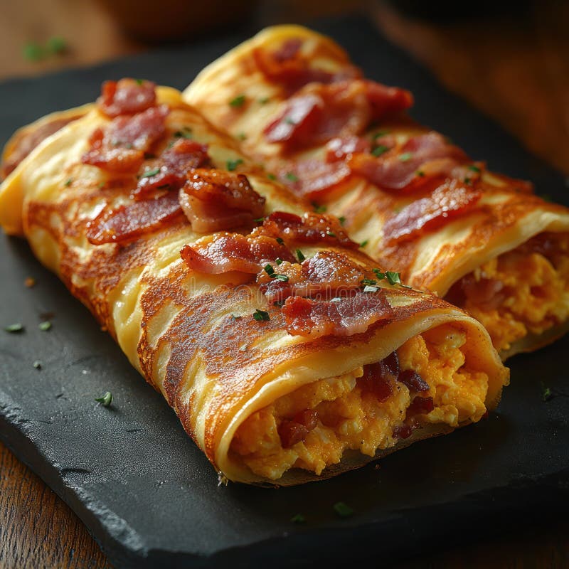 Savoury Crepe Loaded with Scrambled Eggs and Bacon Bits (AI Generated ...
