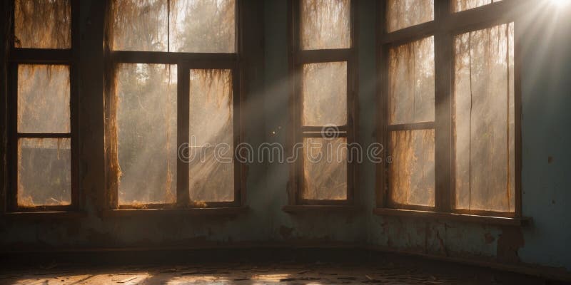 Sunlight Streams into the Empty Room through the Windows of the ...