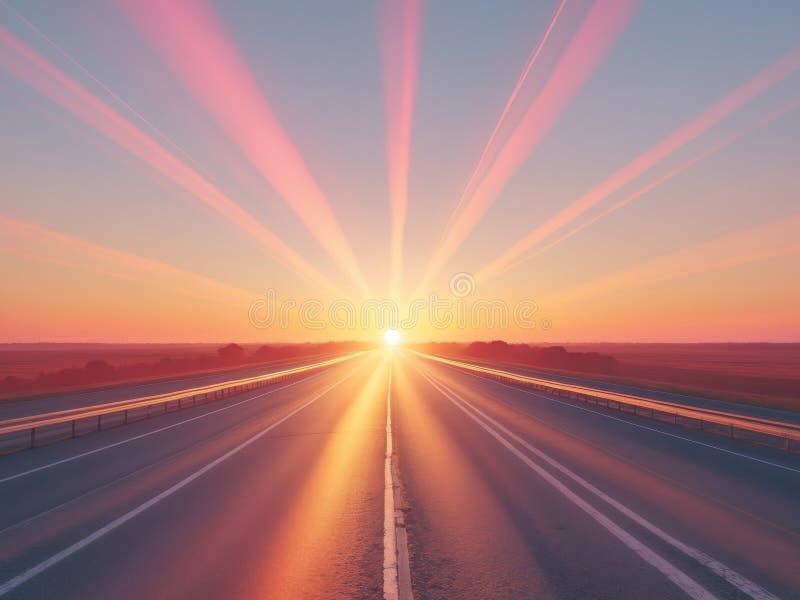Sunset Empty Road Highway Sunlight Background with Beautiful Sky and ...