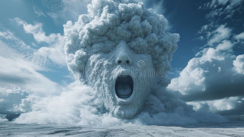 AI-generated Surreal Cloud Face in Dramatic Sky Stock Illustration ...