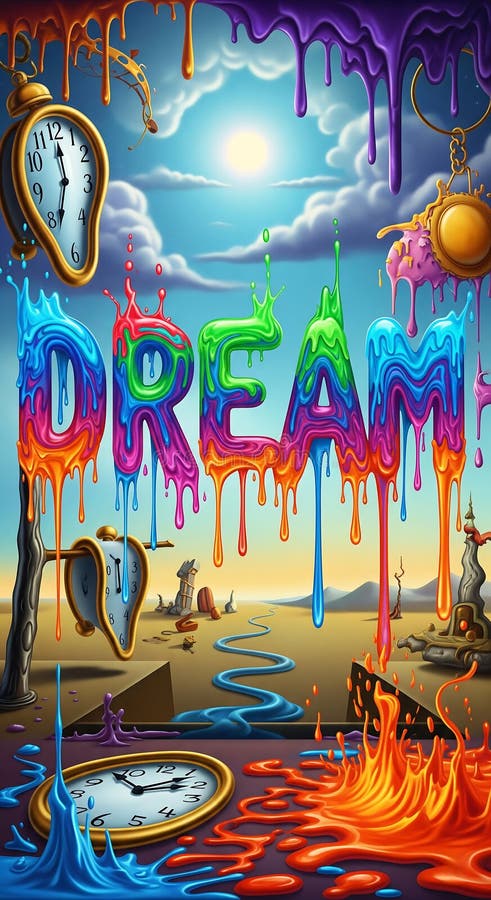 Ai Generated Psychedelic Dreamscape Typography and Dripping Paint Art ...