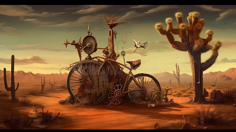 Vintage Bicycle Surrealism, Made with Generative AI Stock Illustration ...