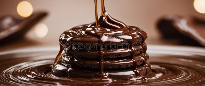 Swirl Chocolate Melted Melting Stack Chocolate Powder Chocolate. Stock ...