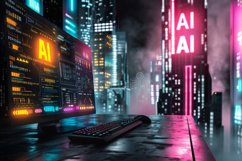 AI Symbol with Vibrant Colors and Intricate Details in a High Tech ...