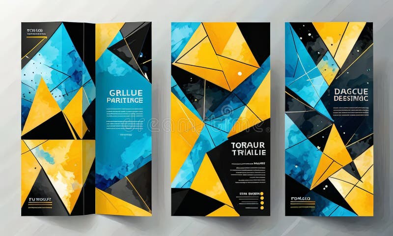 Three Vertical Brochure Templates with Abstract Shapes Stock ...