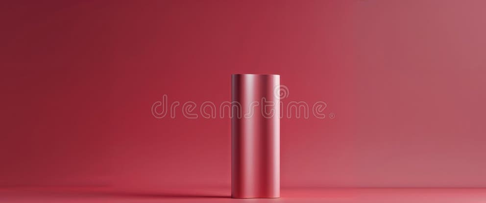 Tall Cylindrical Tube Mockup with Matte Finish Centered on Bold Crimson ...