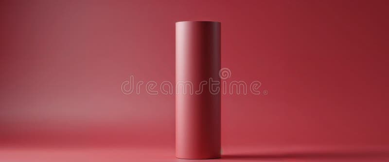 Tall Cylindrical Tube Mockup with Matte Finish Centered on Bold Crimson ...
