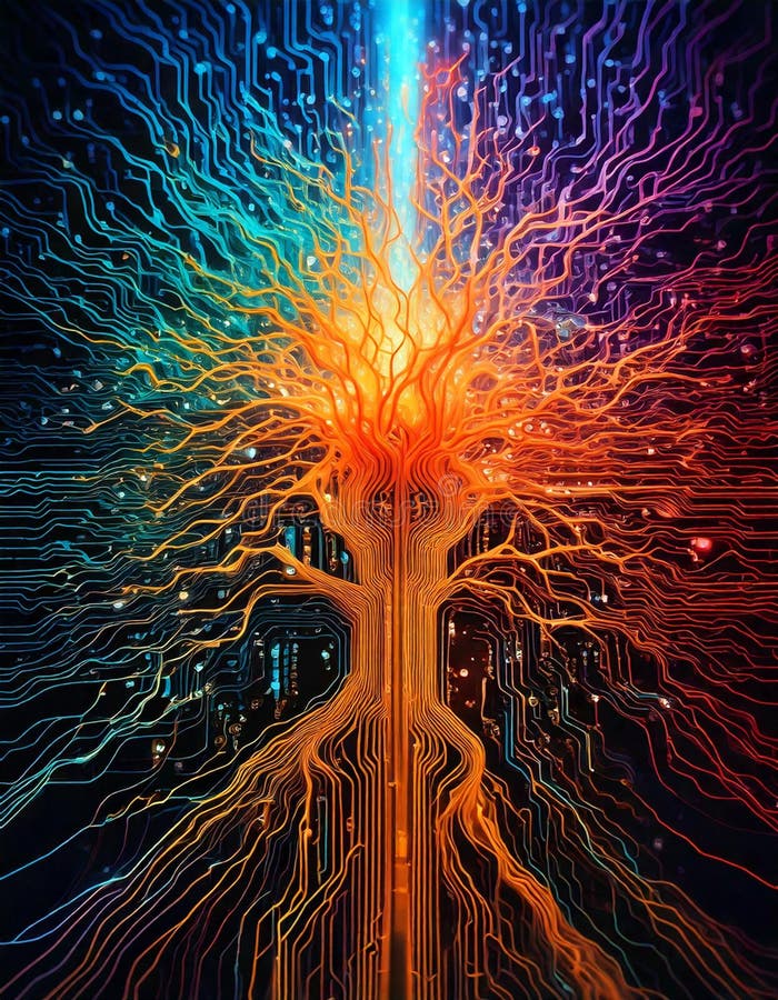 AI-Generated AI Technology Evolution in Vibrant Colors – Futuristic ...