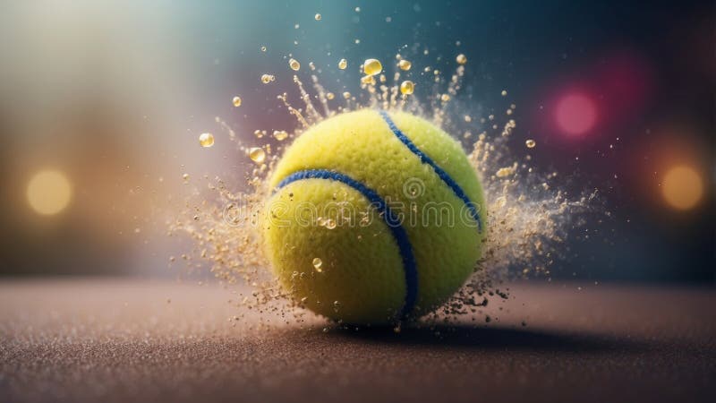 Tennis Ball Exploding in a Colorful Cloud. Stock Illustration ...