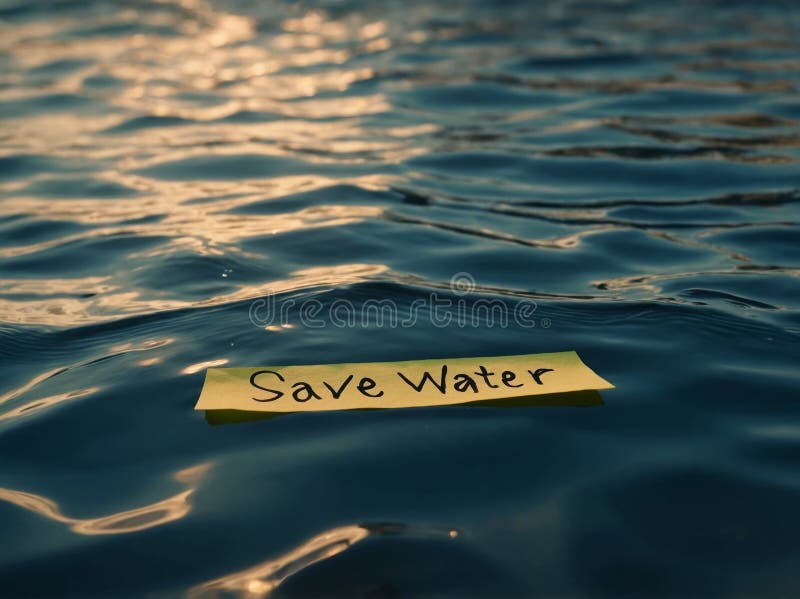 The Text SAVE WATER Written in a Sticky Note, Sticky Note on the Water ...