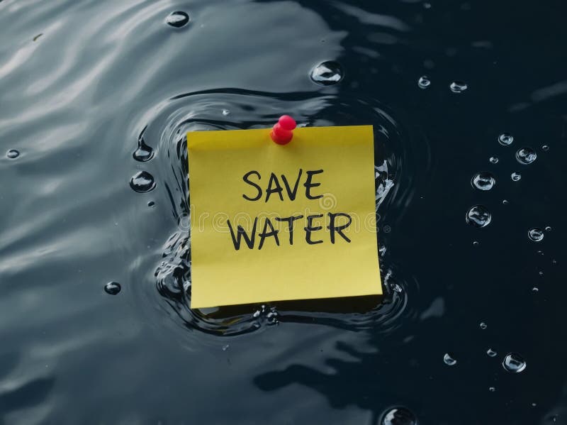 The Text SAVE WATER Written in a Sticky Note, Sticky Note on the Water ...