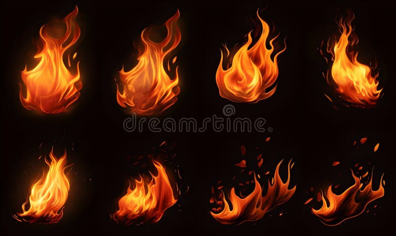Ai Generated Texture of Fire on a Black Background, Fire Flame, Burning ...