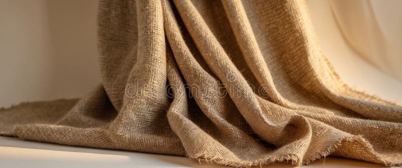 Textured Burlap Fabric Draping Elegantly Under Soft Lighting in a Cozy ...