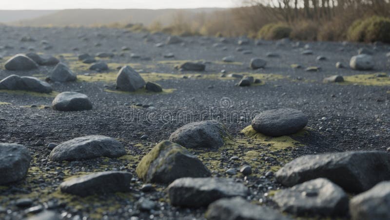 Textured Dark Stones Create Rugged Surface Ground Natural Setting Stock ...