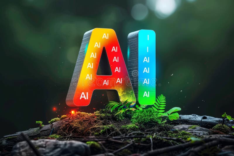 AI Themed Digital Art with Vibrant Colors and Futuristic Elements ...