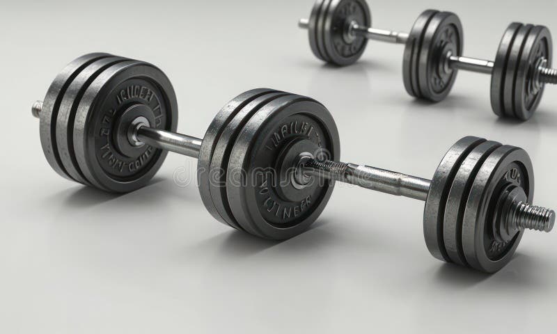 A Set of Dumbbells with Silver Weights on Them. Stock Illustration ...