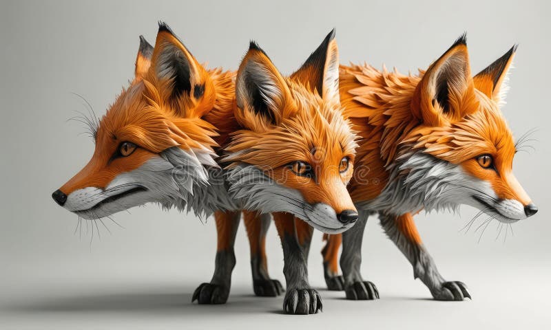 Three Brown Foxes are Standing Next To Each Other. Stock Illustration ...