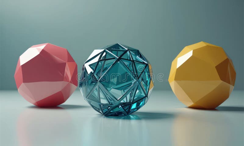 Three Different Colored Glass Balls are Sitting on a Table. Stock ...