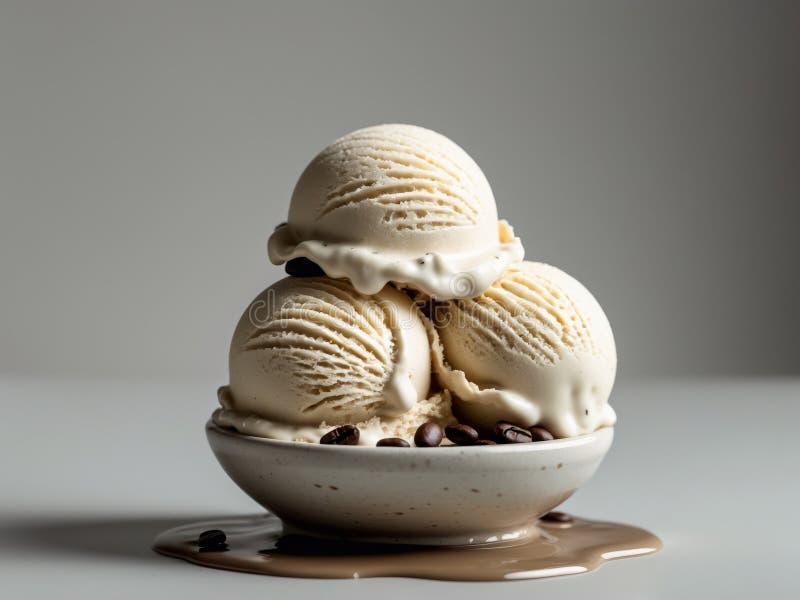 Three Scoops of Melting Coffee Ice Cream Stock Image - Image of ...