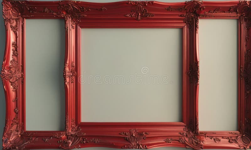 A Red Ornate Picture Frame with a White Border. Stock Illustration ...