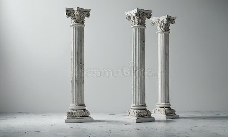 Three White Columns are Standing in a Room. Stock Illustration ...