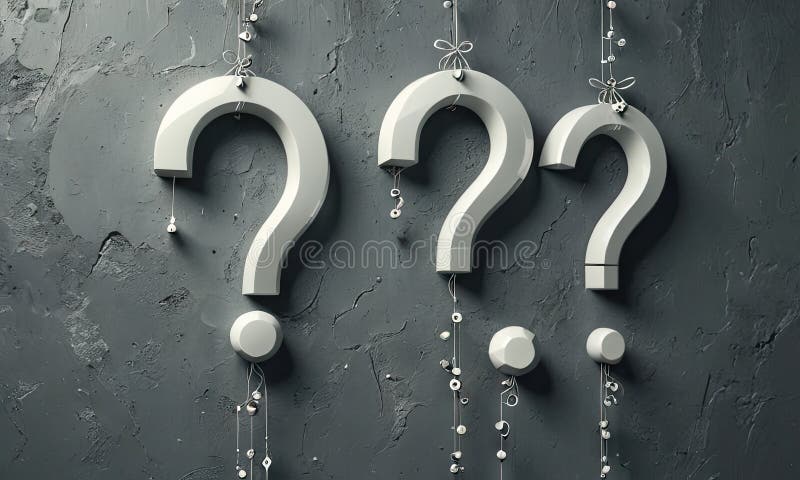 Three White Question Marks are Hanging on a Wall. Stock Illustration ...