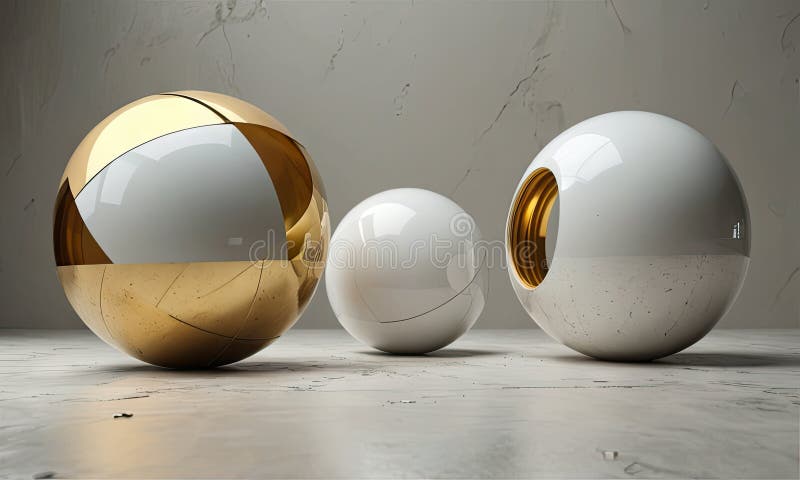 Three White Balls are Placed on a Table, with One of Them Being Gold ...