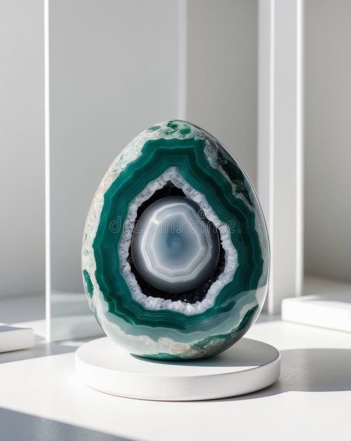 Thunder Egg Agate Geode Featuring Grey Agate Orb and Green Rhyolite ...
