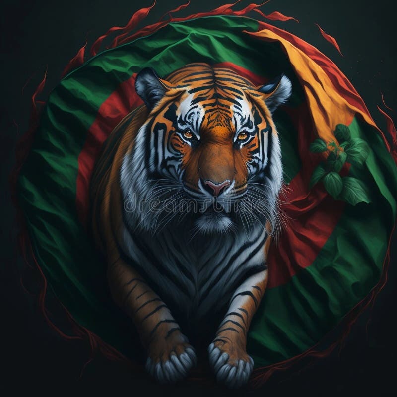AI Generated Tiger in Flag Ring Stock Illustration - Illustration of ...