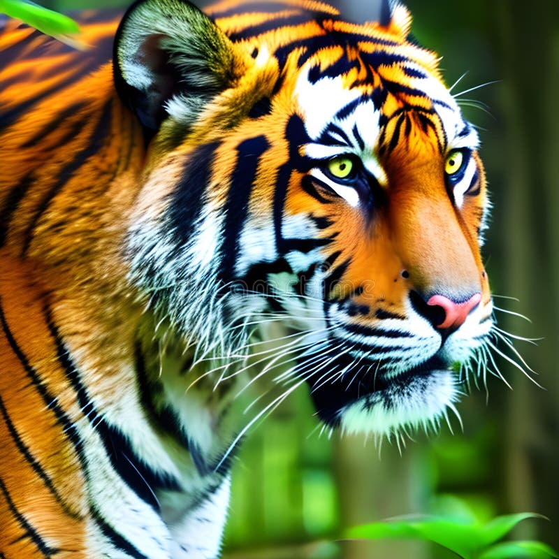 AI Generated Tiger Walking in Forest Stock Illustration - Illustration ...