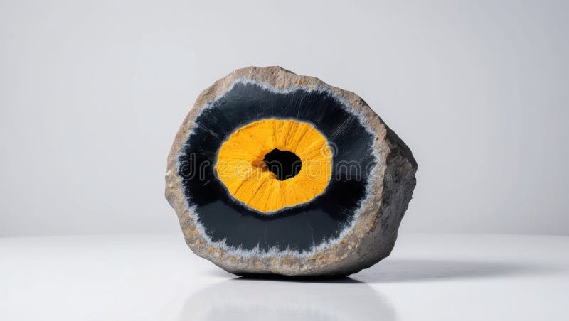 A Tight Shot of a Rock Formation Displaying a Yellow Center and a Black ...