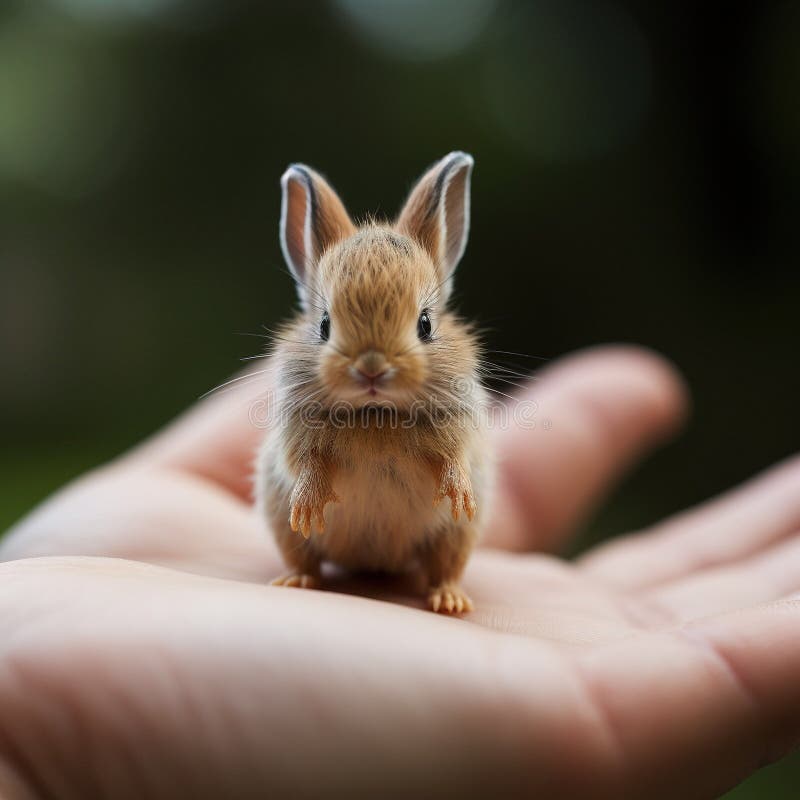 AI-Generated Tiny Rabbit on Human Palm Stock Illustration ...