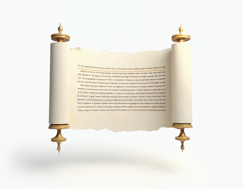 A Torah Scroll with the Hebrew Texts Written on it Floating on White ...