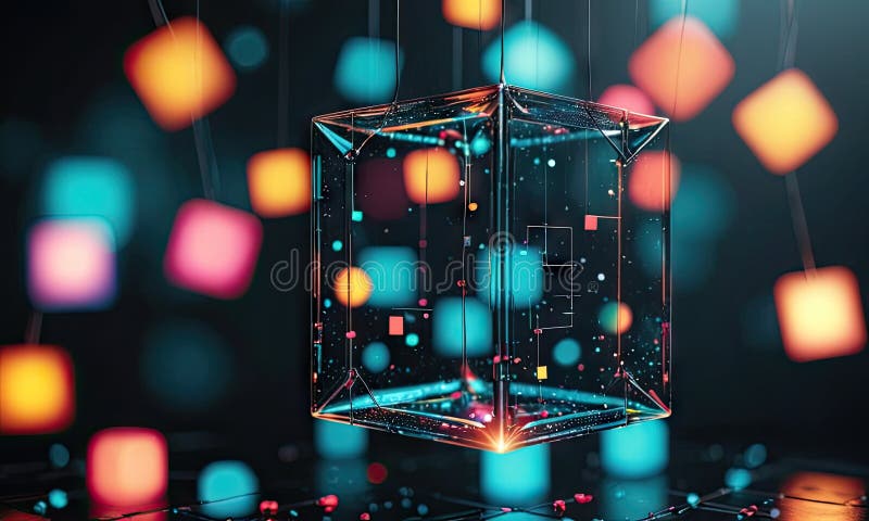 A Cube with a Bunch of Lights on it. Stock Illustration - Illustration ...