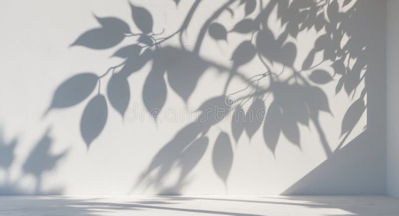 Tree Leaf Shadows Abstract Art on White Wall Background Stock Photo - Image of scenery, shadows ...