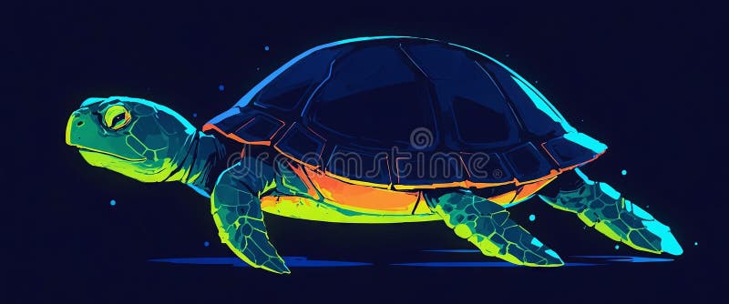 A Turtle from the Ocean a Sea Turtle on a Dark Blue Backdrop, Rendered ...