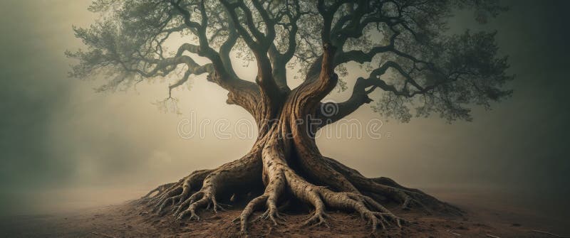 A Twisted Tree Root Upended from the Ground Forms a Pedestal in. Stock ...