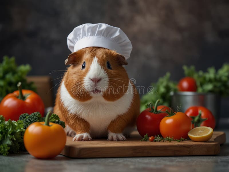 Two Guinea Pigs in Chef Hats are Standing on a Kitchen Counter, Looking ...