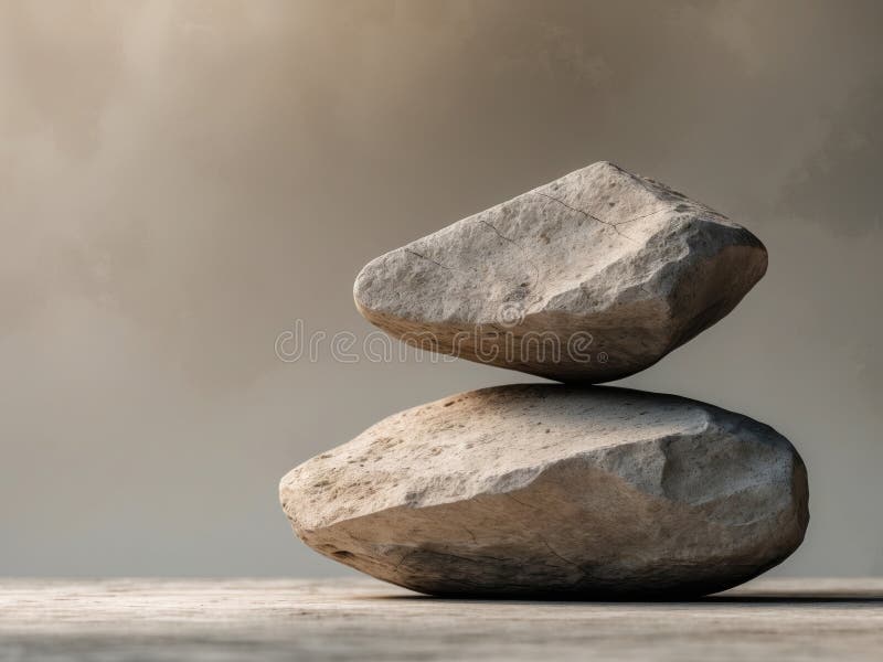 Two Large Rocks are Stacked on Top of Each Other Stock Image - Image of ...
