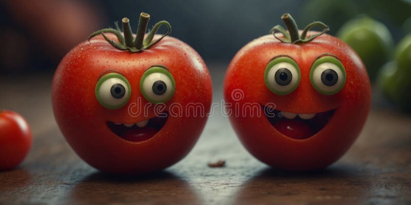 Two Tomatoes in the Form of Funny Characters. Stock Image - Image of ...